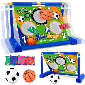 electric moving football goal net set, football target toss with footballs and pump,interactive training game toys for indoor outdoor sports ball game, gift for boy girl 3 4 5 6 7 year