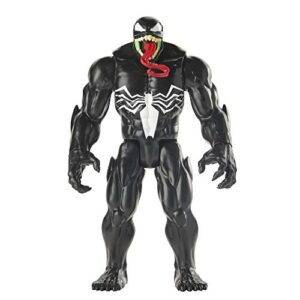 spider-man maximum venom titan hero venom action figure, inspired by the marvel universe, blast gear-compatible back port, ages 4 and up, black