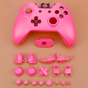 full housing shell case cover + middle frame with full buttons for xbox one wireless controller without 3.5mm jack port (pink)