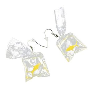 lqjstore cute funny cartoons goldfish water bags shape dangle earring charming resin earrings (yellow)