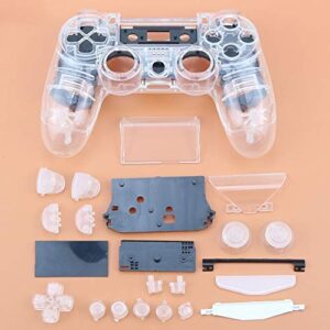 full housing shell case cover with buttons for sony playstation 4 ps4 jdm-011 jdm-001 wireless controller (clear)