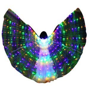 cegduyi women led belly dance wings colorful wings with telescopic stick performance clothing