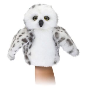 little snowy owl little puppet, white, gray, black