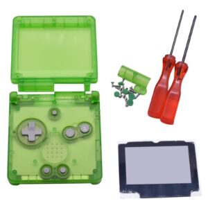 meijunter replacement transparent clear full housing shell case repair parts kit w/lens&screwdriver for nintendo gameboy advance sp gba sp console