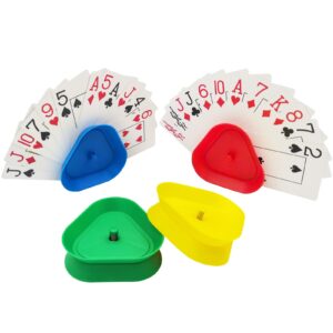 yuanhe playing card games holder - 4pack little hands cards tray for kids, seniors,hands free cards holders for cards game, poker parties, family card game nights