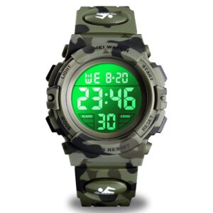 watch for boys 4-12 year old, kids camouflage digital sports waterproof outdoor analog electronic watches with alarm stopwatch, children birthday presents gifts toys for age 4-12 year old boys girls