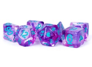 unicorn dice: violet infusion 16mm poly dice set