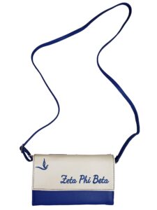 divine nine depot zeta phi beta blue and white crossbody clutch/purse