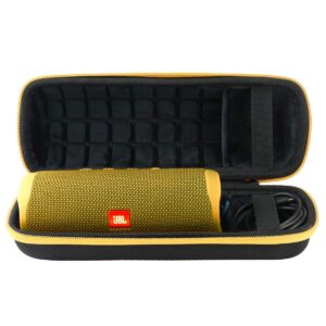 co2crea hard travel case replacement for jbl flip 6 flip 5 waterproof portable bluetooth speaker (black case + yellow zipper)