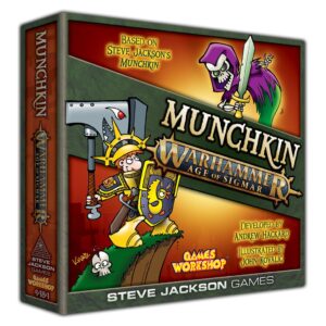 steve jackson games munchkin warhammer age of sigmar board game (base game) | adult, kids, & family game | fantasy adventure roleplaying game | ages 10+ | 3-6 players | avg play time 120 mi n