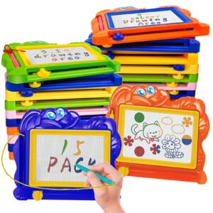 hymaz 15 pcs mini magnetic drawing board for kids,colorful doodle drawing board for toddlers 1-3, erasable doodle board tablet writing pad for boys girls classroom rewards party favors bag stuffers