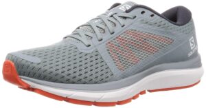 salomon vectur road running shoes for men, lead/white/cherry tomato, 7