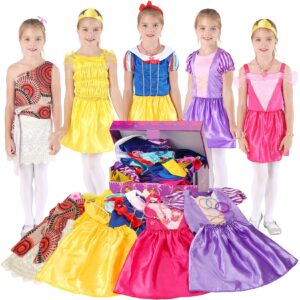 bibiblack girls princess dressup trunk - 22pcs pretend play costume set dressup play clothes for little girls ages 3-6 years