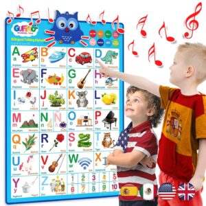 bilingual alphabet learning toys for toddlers 2-4 years and older, interactive electronic poster that are essential homeschool supplies in english & spanish: juguetes para niñas y niños