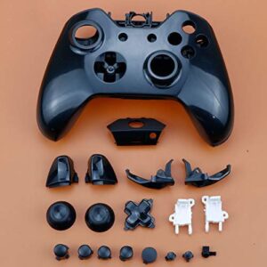 full housing shell case cover + middle frame with full buttons for xbox one wireless controller without 3.5mm jack port (black)