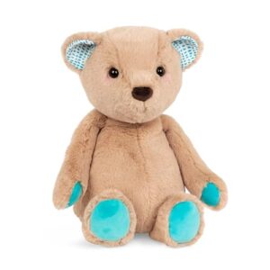 b. toys- b. softies-12" plush bear- soft & cuddly plush teddy bear – huggable stuffed animal bear toy – washable – newborns, toddlers, kids- happy hues-cara-mellow bear- 0 months +