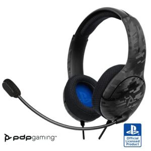 pdp gaming lvl40 stereo headset with mic for playstation, ps4, ps5, pc- noise cancelling microphone, 3.5mm jack - camo, camouflage