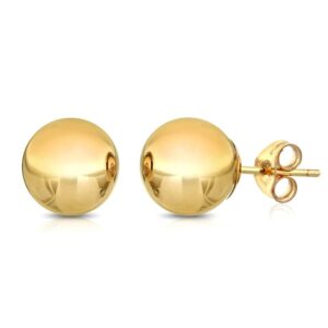 pori jewelers premium 14k yellow gold 8mm ball stud earrings - butterfly backings