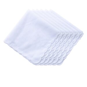 memoryhanky bulk pack handkerchiefs cotton scalloped hankies pocket square towel white 11 inches