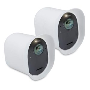 kwmobile 2x skin compatible with arlo ultra/arlo pro 3 / pro 4 - silicone security camera case outdoor cctv cover - white