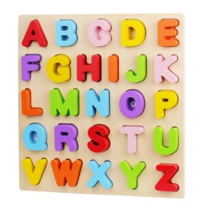 alphabet puzzle, wood city abc letter puzzles for toddlers1 2 3 years old, educational learning toys for toddlers, alphabet toys with puzzle board & letter blocks, best surprise for girls and boys