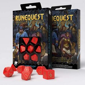 q-workshop runequest red & gold dice set