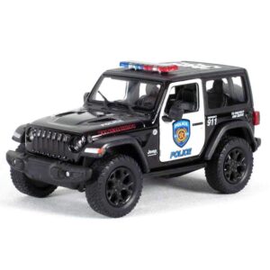 kinsmart 5" die-cast: 2018 jeep wrangler rubicon police edition (black/white)