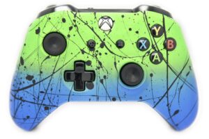 hand airbrushed fade custom controller - compatible with xbox one (matte green & blue)