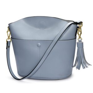 s-zone women small cow split genuine leather crossbody bucket bag shoulder purse handbag