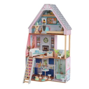 kidkraft matilda wooden dollhouse with ez kraft assembly™, balcony, movable staircase and 23 accessories, gift for ages 3+