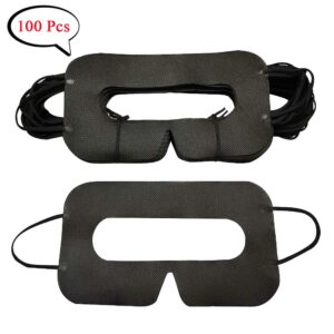 yinqin 100 pcs vr disposable eye mask vr headset cover mask, sanitary vr eye mask, black vr eye mask cover, sweatproof vr headset cover mask universal eye mask for vr (black)