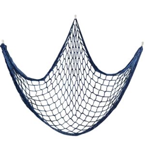 qesonoo cotton fishing net decorative 79 inch beach themed decor home bedroom party wall decoration fish netting decorative (blue)