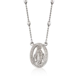 ross-simons italian sterling silver miraculous medal bead station necklace. 16 inches