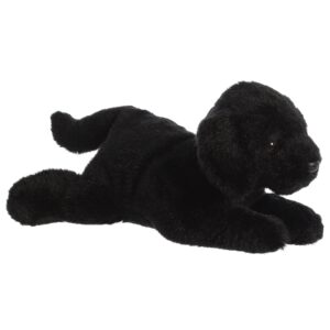 aurora® adorable flopsie™ black labrador stuffed animal - playful ease - timeless companions - black 12 inches