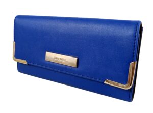 nine west women's around the clock slg checkbook wallet, blue iris