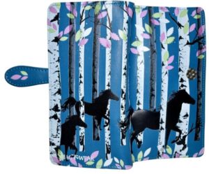 shag wear large animal themed women's wallet vegan leather (blue forest horse)