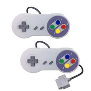 kinyanco 2-pack replacement snes controller super controllers, game controller gamepad for snes original super entertainment system