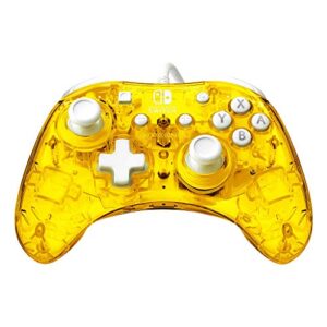 pdp rock candy wired gaming switch pro controller - pineapple pop yellow / clear - licensed by nintendo - oled compatible - compact, durable transparent travel controller - holiday & birthday gifts