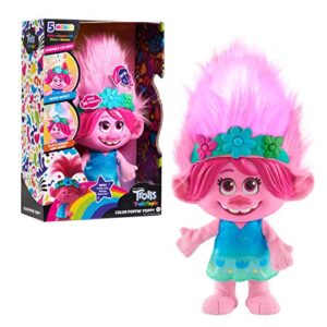 dreamworks trollstopia color poppin’ poppy interactive plush, 5 modes, lights, sounds, sings, kids toys for ages 3 up by just play