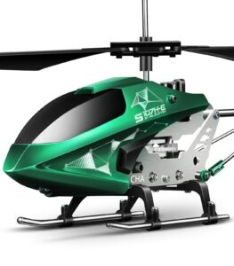 syma remote control helicopter, s107h-e aircraft with altitude hold, one key take off/landing, 3.5 channel, gyro stabilizer, high &low speed, led light indoor to fly for kid beginner(green)