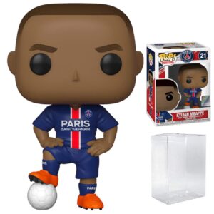 pop! sports soccer paris saint germain's, kylian mbappe #21 action figure (bundled with pop box protector to protect display box)