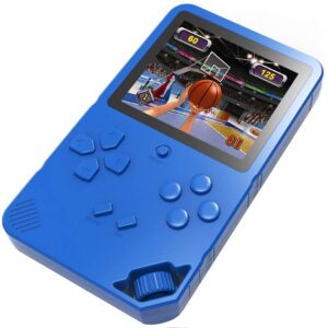 douddy 16 bit handheld game console for kids adults built in 220 hd classic electronic games 3.0 inches screen usb rechargeable seniors arcade entertain player (blue)