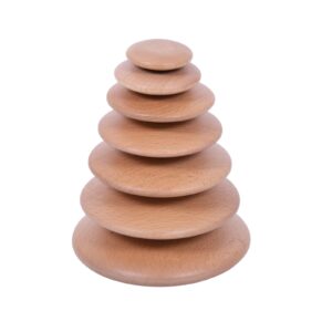 tickit natural buttons - set of 7 - wooden stacking stones for babies and toddlers aged 0+ - natural toy for early development and open-ended play