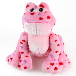 big mo's toys love frog - plush valentine's day anniversary pink and red heart printed small soft stuffed frogs animals for all ages 8.5"