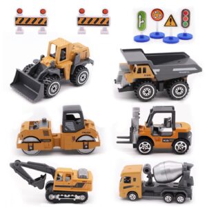 childom alloy construction engineering vehicle toys set 12 pack stacker,big forklift,heavy duty roller,excavator,heavy transport vehicle,engineering mixer set for kids boys