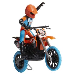 mxs motocross bike toys moto extreme sports, bike & rider with sfx sounds by jakks pacific action figure playsets - #20 orange & blue rider, for kids ages 5+, (model: 405052)