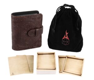 forged dice co. spellbook of incantations (dragon edition) spellbook card holder & deck of dry erase cards with velvet storage bag - storage for d&d spell book monster magic item cards