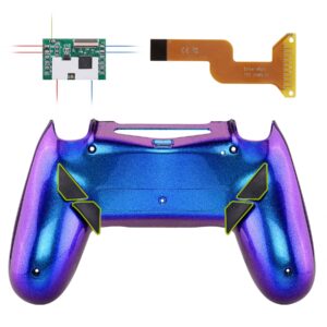 extremerate chameleon purple blue dawn programable remap kit for ps4 controller with upgrade board & redesigned back shell & 4 back buttons - compatible with jdm-040/050/055 - controller not included