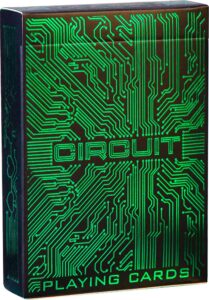 circuit neon green playing cards with free card game ebook, creative deck of cards, premium card deck, cool poker cards, unique bright colors for kids & adults, computer themed, black playing cards