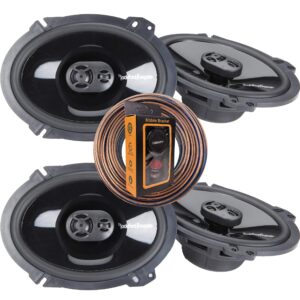 2 pairs of rockford fosgate punch p1683 260w peak (130w rms) 6" x 8" punch series 3-way full range coaxial speakers - 4 speakers + gravity magnet phone holder